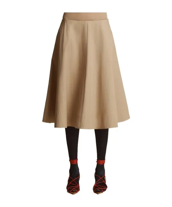 Khaite A-line Twill Midi Skirt