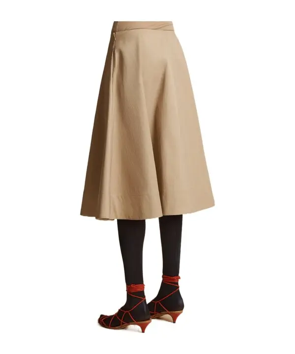 Khaite A-line Twill Midi Skirt