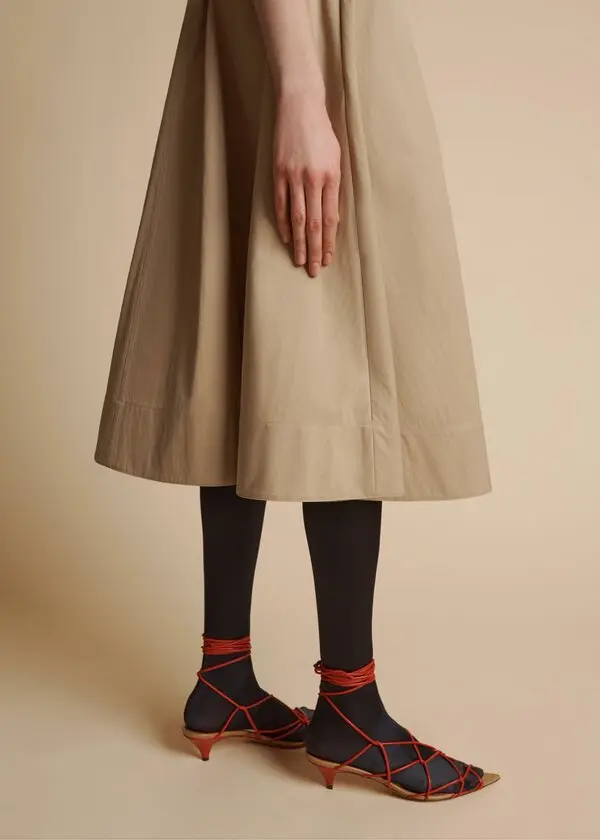Khaite A-line Twill Midi Skirt