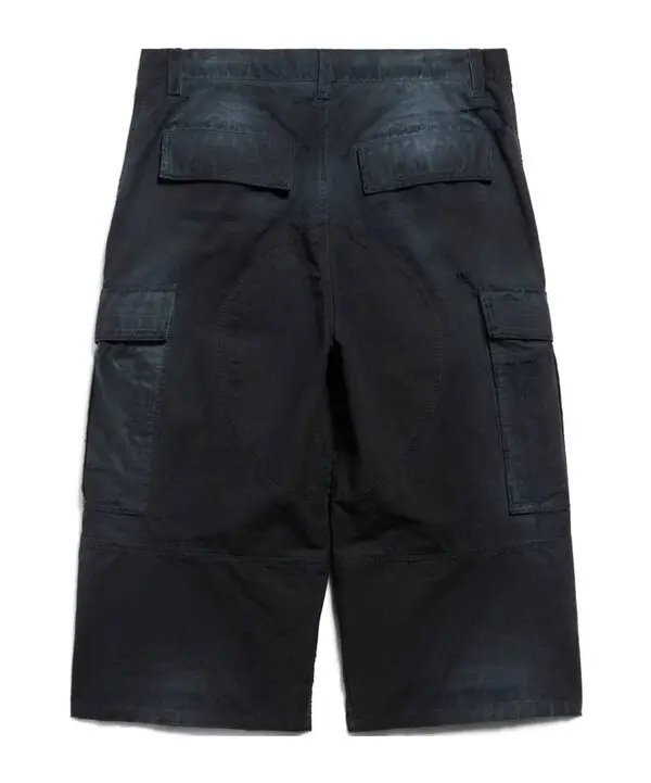 Balenciaga Cropped Cargo Pants With Distressed Details - Black