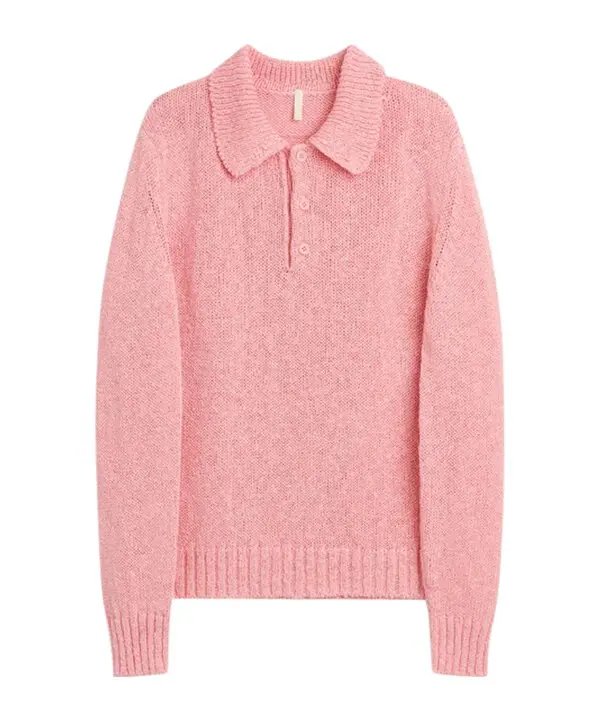SUNFLOWER Textured Polo Knitted Sweater - Pink