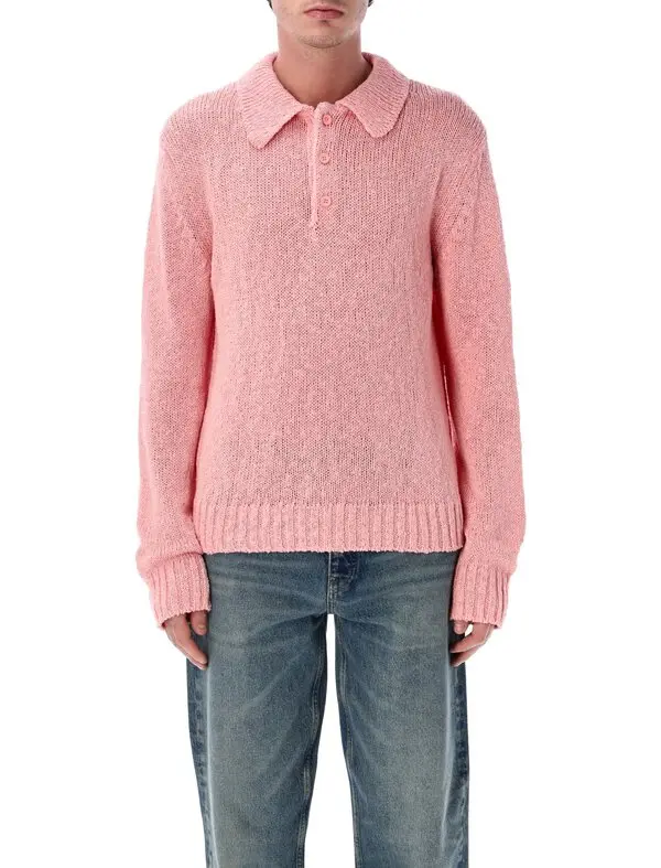 SUNFLOWER Textured Polo Knitted Sweater - Pink