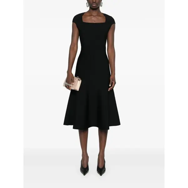 Alexander McQueen Cap Sleeve Flared Hem Dress