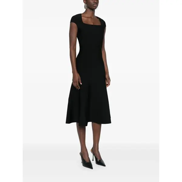 Alexander McQueen Cap Sleeve Flared Hem Dress