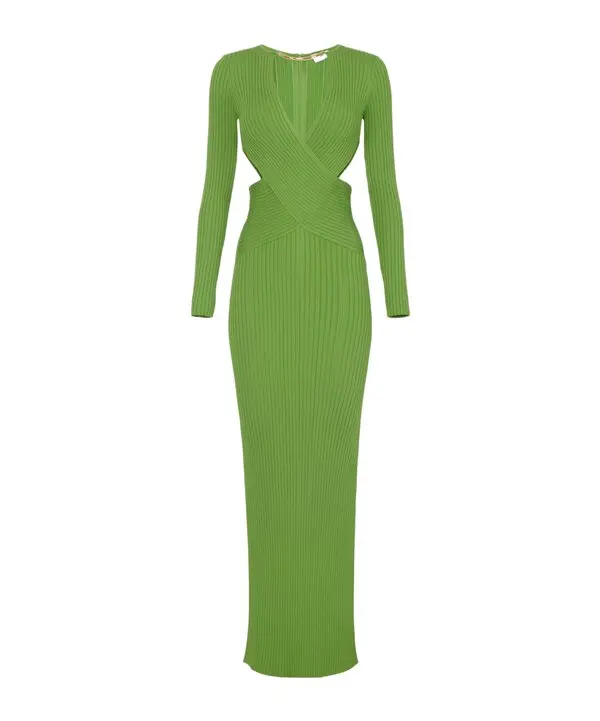 Elisabetta Franchi Openwork Knit Maxi Dress - Aloe
