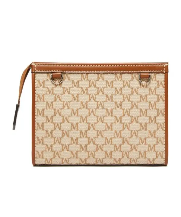 Max Mara Logo Plaque Zip-up Clutch Bag - Hazelnut Brown