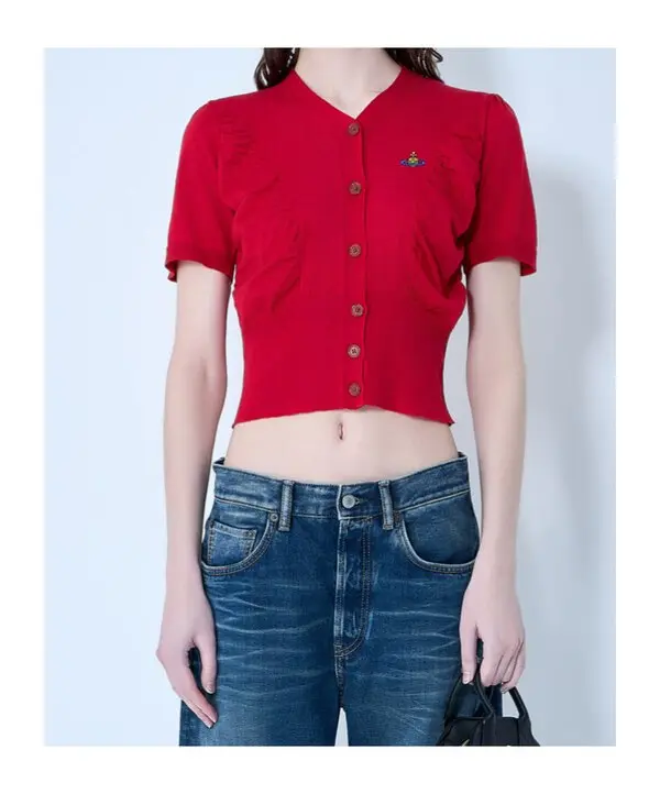 VIVIENNE WESTWOOD Short Sleeve Buttoned Top With Pleated Details