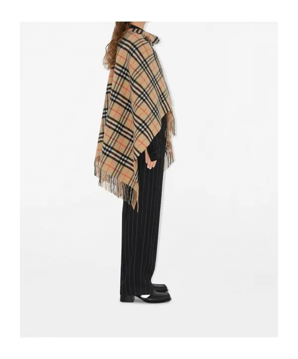 Burberry Checked Fringed-edge Cape