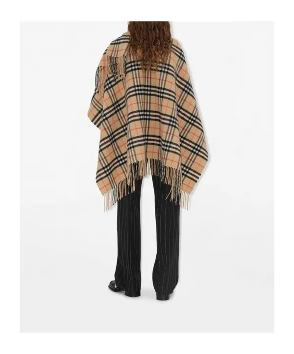 Burberry Checked Fringed-edge Cape