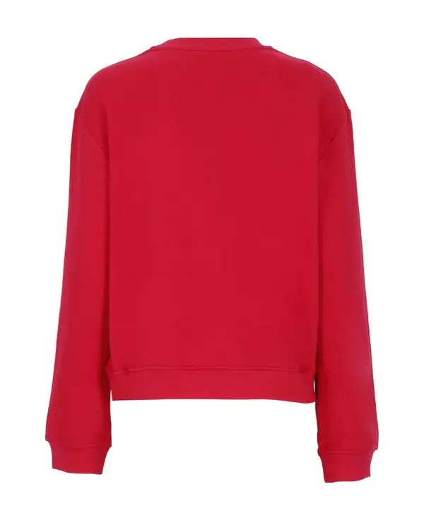 Moschino Round Neck Long Sleeve Pullover Sweater With Leopard Print Heart
