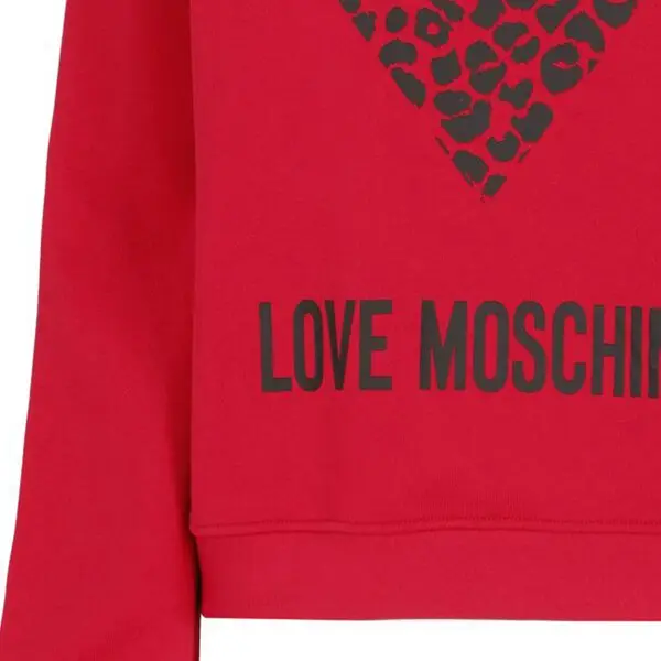 Moschino Round Neck Long Sleeve Pullover Sweater With Leopard Print Heart