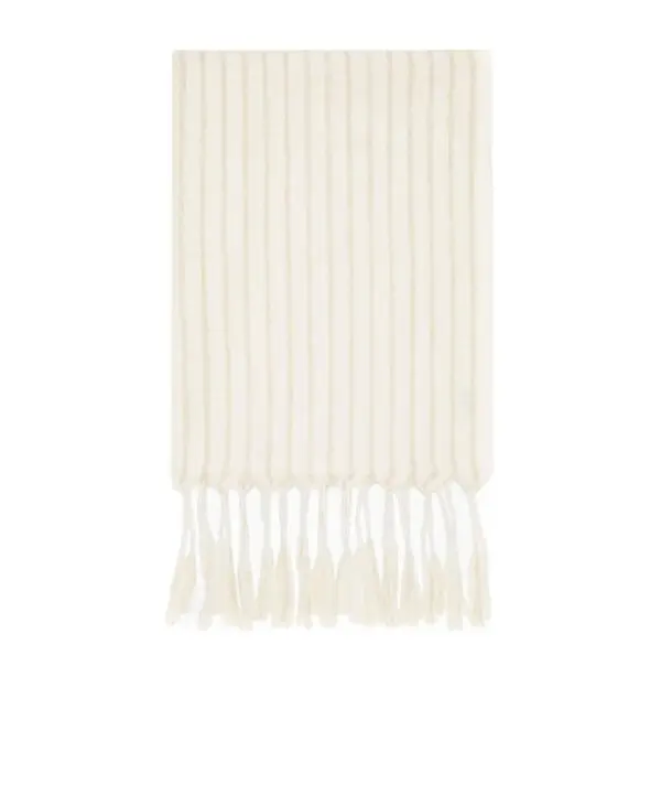 Brunello Cucinelli Sparkling Striped Double Knit Scarf - White