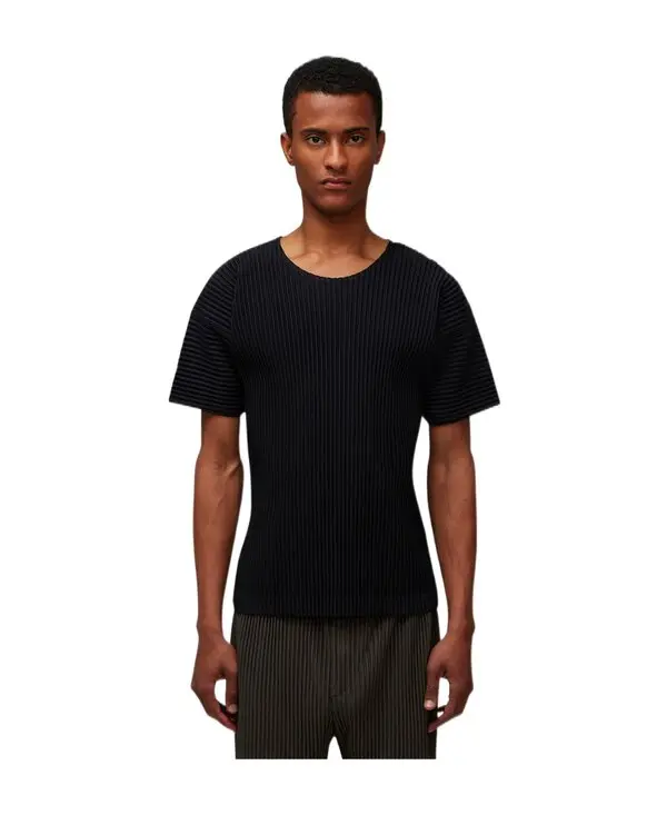 Issey Miyake Homme Plissé Mc May Drop Shoulder Pleated T-shirt - Black