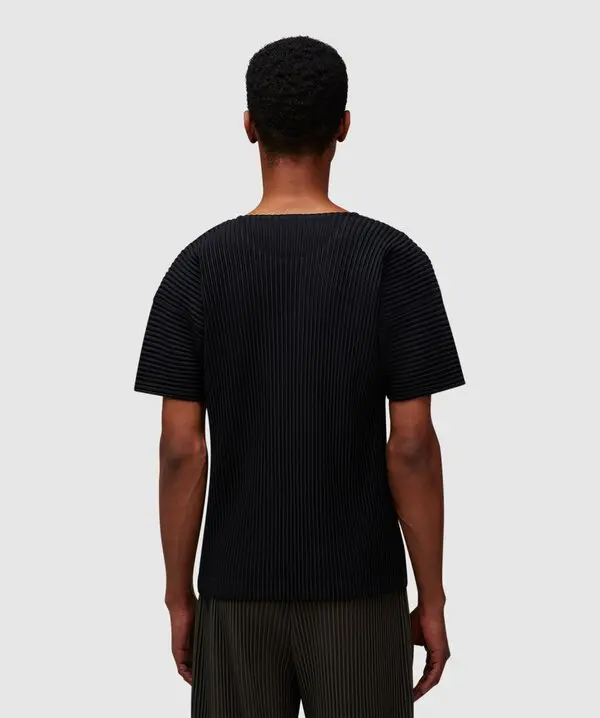 Issey Miyake Homme Plissé Mc May Drop Shoulder Pleated T-shirt - Black