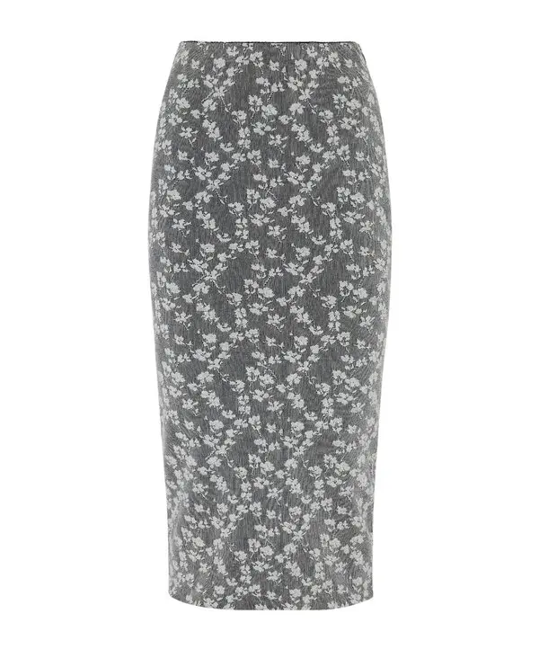 Fendi Floral Motif Layered Effect Midi Skirt - Black