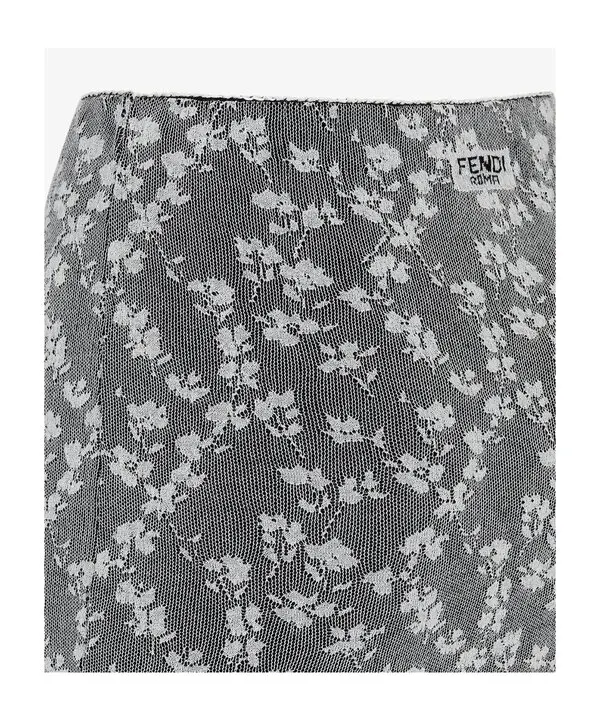 Fendi Floral Motif Layered Effect Midi Skirt - Black