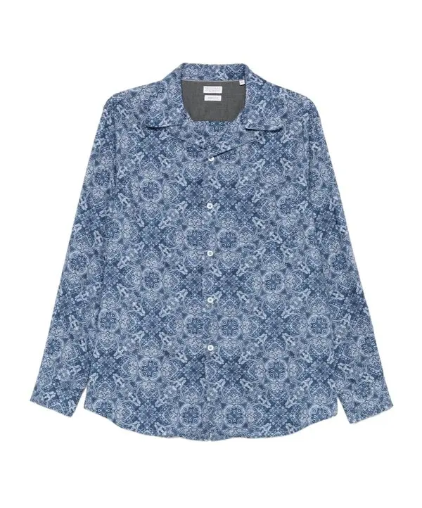 Brunello Cucinelli Patterned Curved Hem Shirt