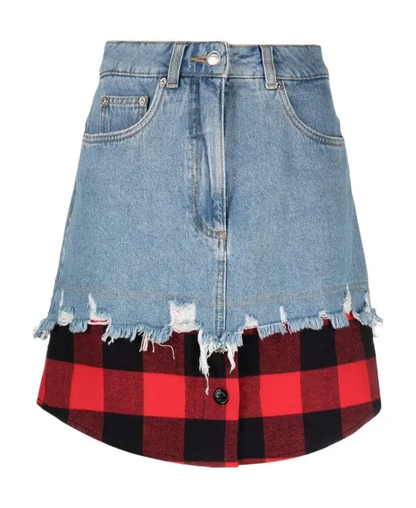 Moschino Layered Design Denim Skirt