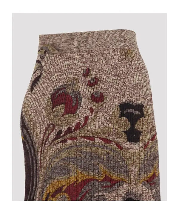 Etro Ribbed Floral-print Midi Skirt