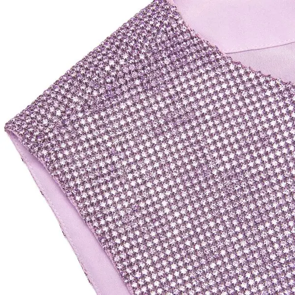 SELF-PORTRAIT Sleeveless Chainmail Top With Rhinestone Embellishment - Lavender