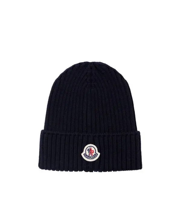 Moncler Logo Patch Beanie - Black