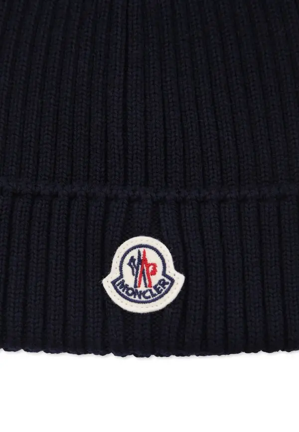 Moncler Logo Patch Beanie - Black
