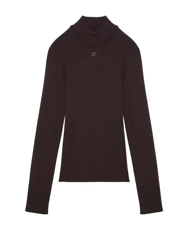 COURREGES Logo Embroidered Ribbed-knit Jumper