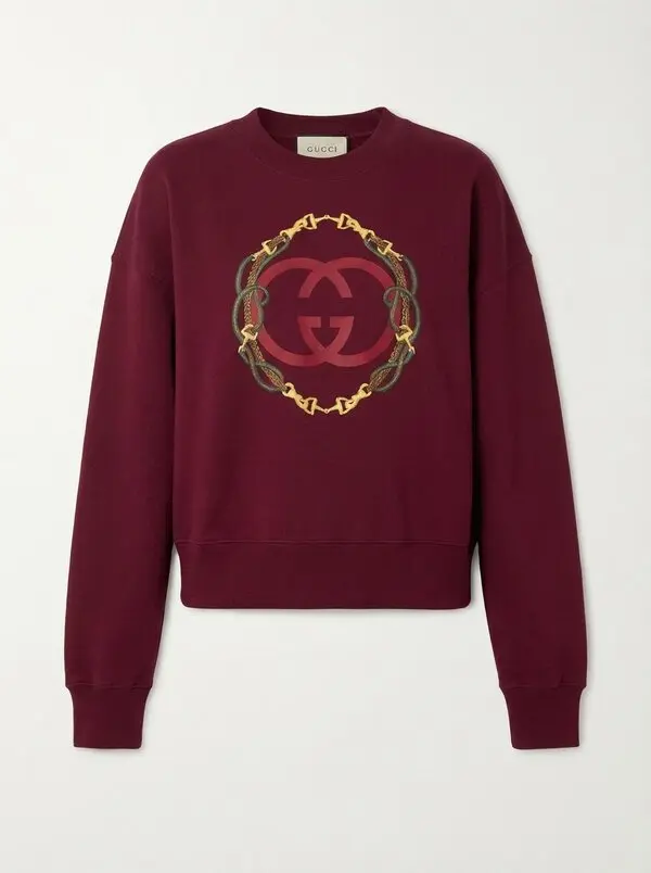 Gucci Cotton Jersey Sweatshirt With Interlocking G Print - Red