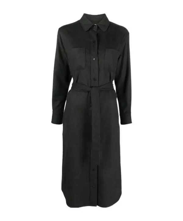 Thom Browne Belted Midi Shirt Dress - Black