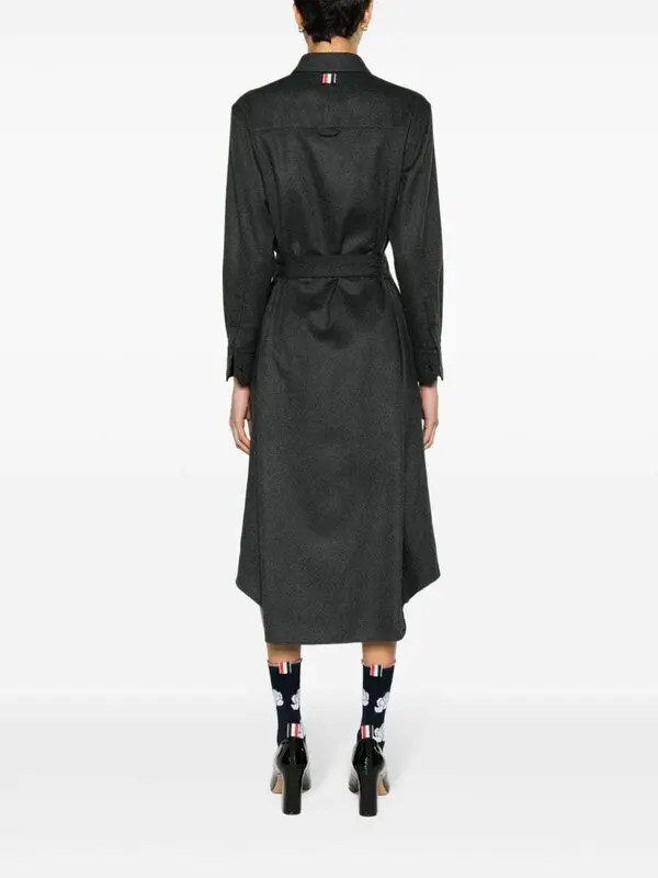 Thom Browne Belted Midi Shirt Dress - Black