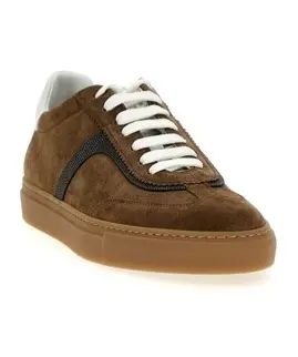 Brunello Cucinelli Embellished Lace-up Sneakers - Brown