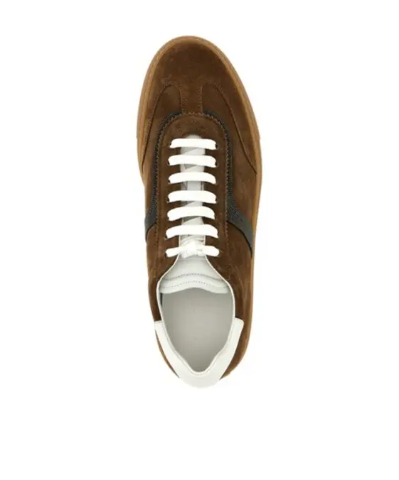 Brunello Cucinelli Embellished Lace-up Sneakers - Brown