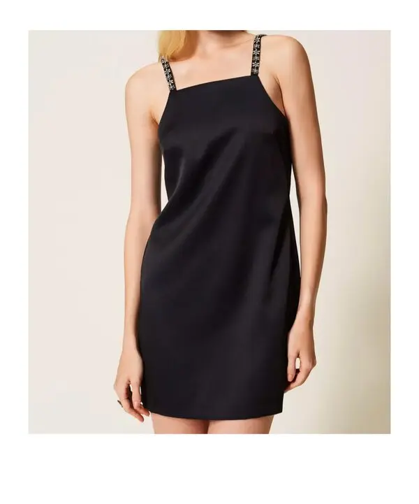 TWINSET Duchesse Embellished Short Dress - Black
