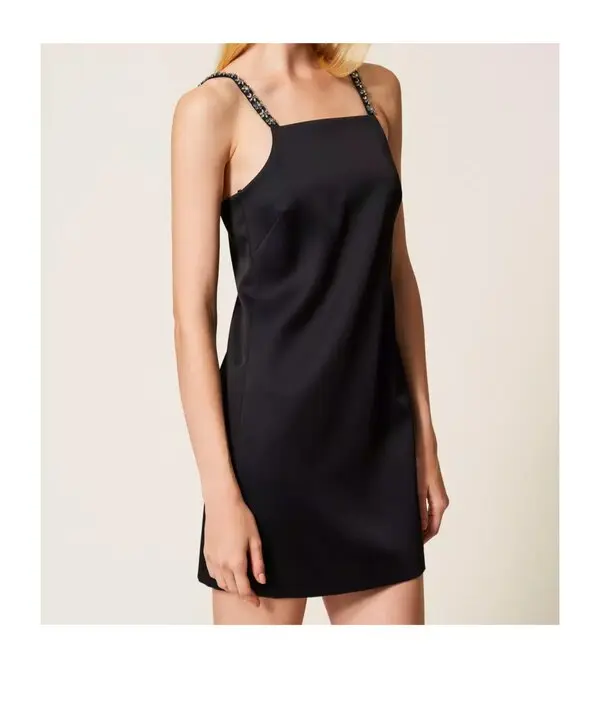 TWINSET Duchesse Embellished Short Dress - Black
