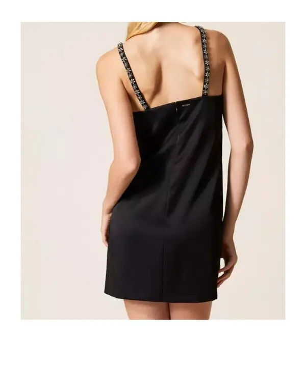 TWINSET Duchesse Embellished Short Dress - Black