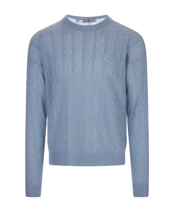 Etro Logo Embroidered Cable-knit Crewneck Jumper
