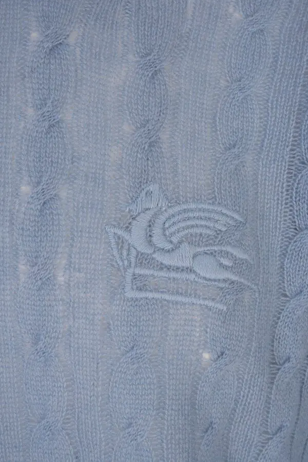 Etro Logo Embroidered Cable-knit Crewneck Jumper