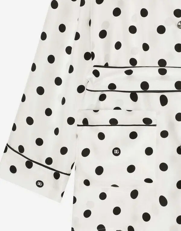 Dolce & Gabbana Polka Dot Printed Silk Pajama Shirt