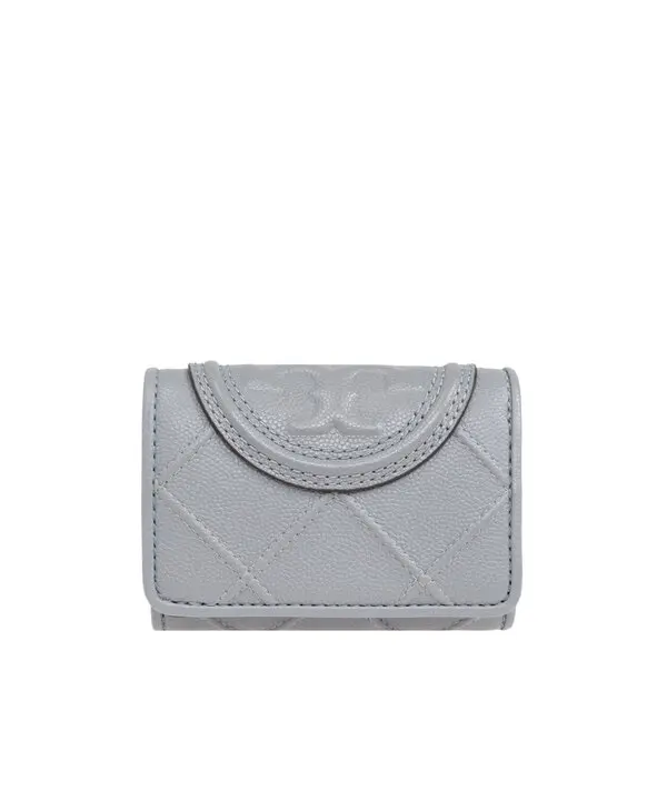Tory Burch Double T-embossed Leather Wallet - Gray