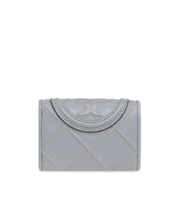Tory Burch Double T-embossed Leather Wallet - Gray