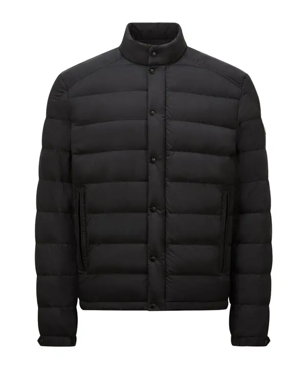 Moncler Quilted Logo Patch Down Jacket - Black