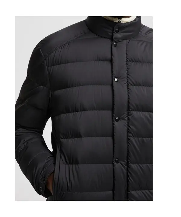 Moncler Quilted Logo Patch Down Jacket - Black