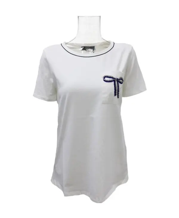 Max Mara Short Sleeve T-shirt With Embellished Pocket