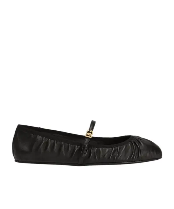 Dolce & Gabbana Dg Logo Plaque Ballet Flats - Black