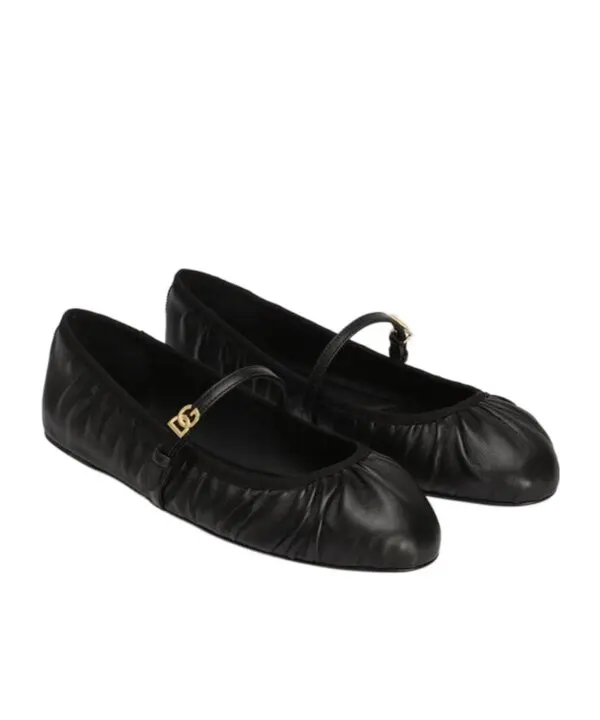 Dolce & Gabbana Dg Logo Plaque Ballet Flats - Black
