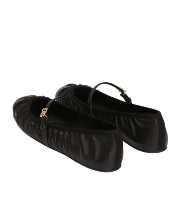 Dolce & Gabbana Dg Logo Plaque Ballet Flats - Black