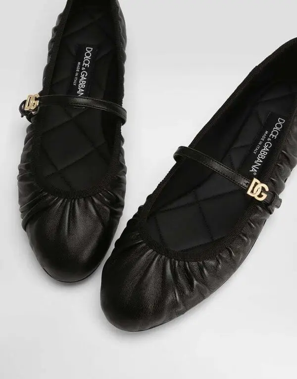Dolce & Gabbana Dg Logo Plaque Ballet Flats - Black