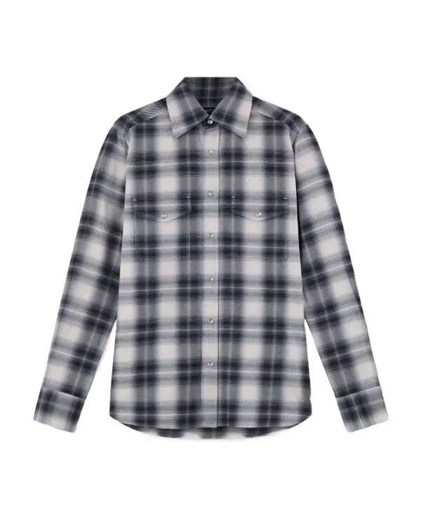 TOM FORD Checked Long-sleeve Shirt - Gray