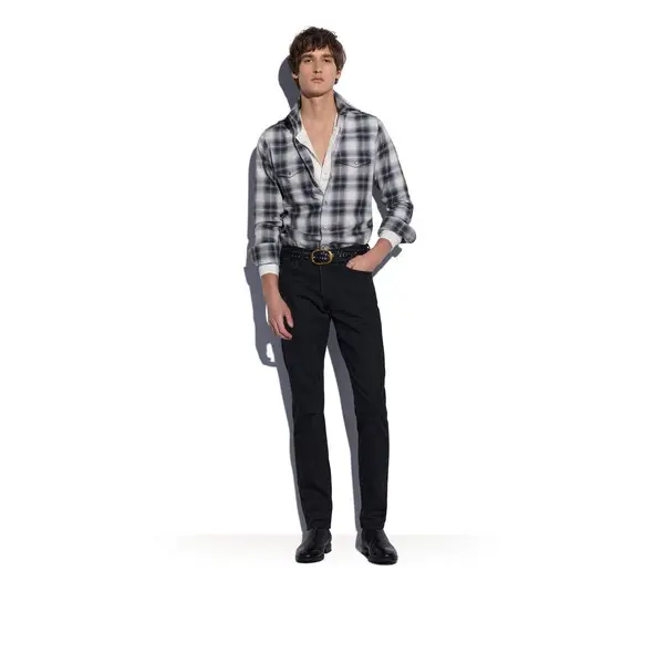 TOM FORD Checked Long-sleeve Shirt - Gray