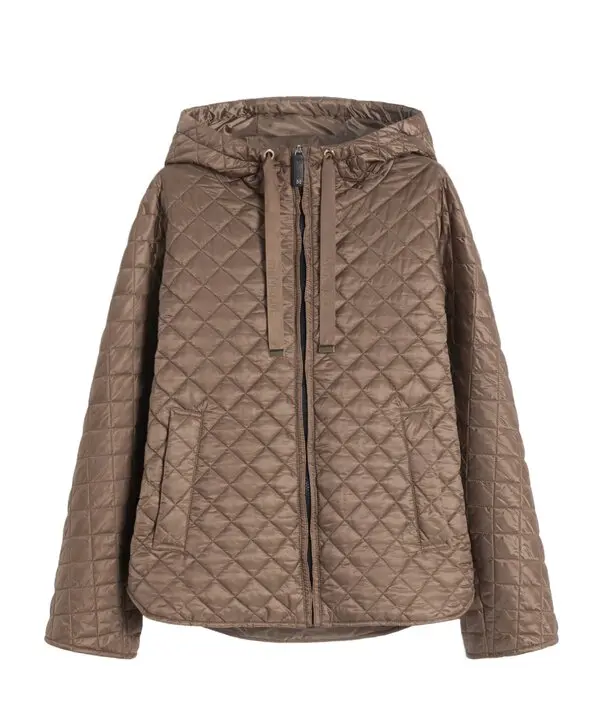 Max Mara Quilted-design Hooded Jacket - Tobacco Color